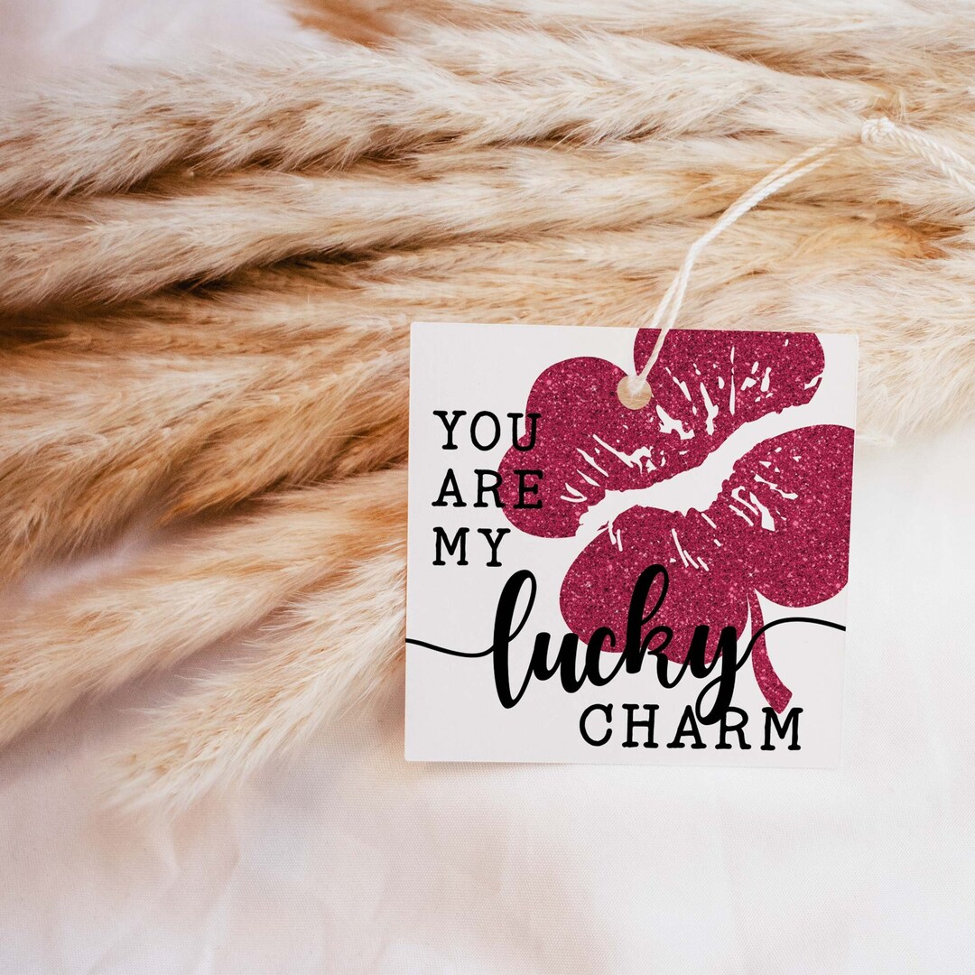 St Patricks Day You're My Lucky Charm Pink Red Clover Lips Favor Tag ...
