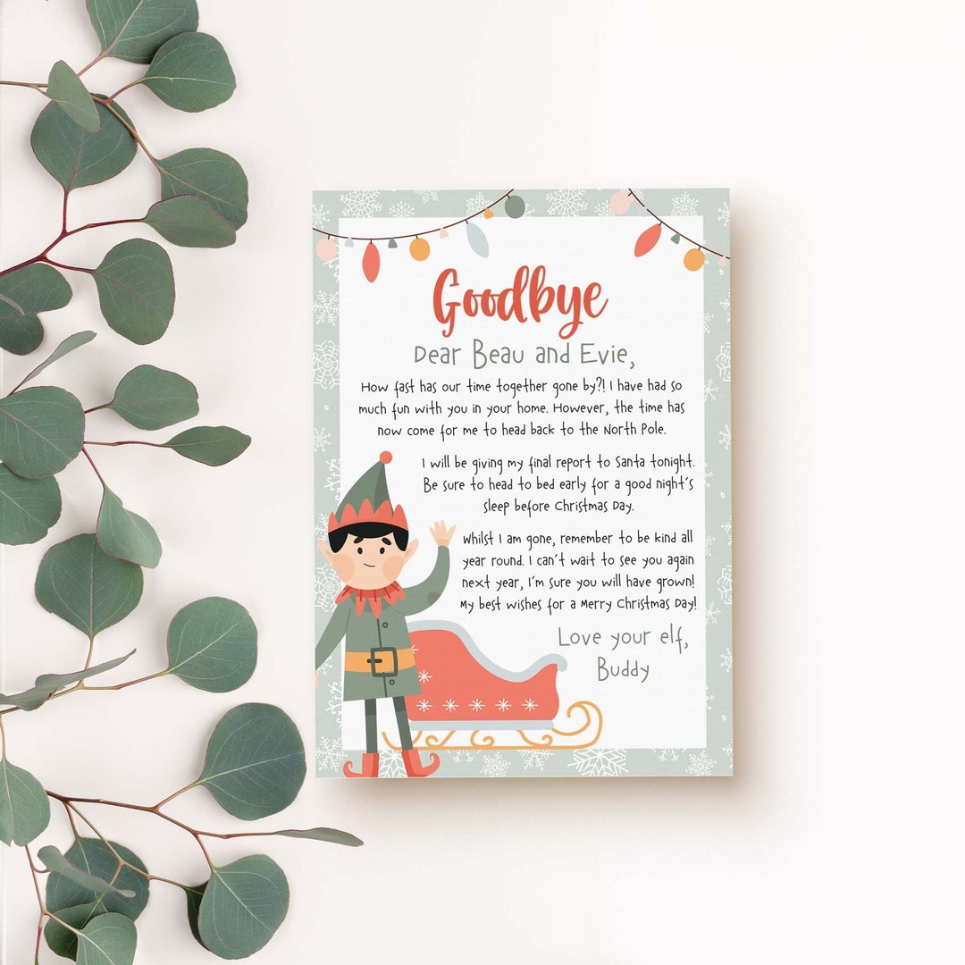 Editable Christmas Elf Goodbye Letter | Xmas Elf Printable Template ...