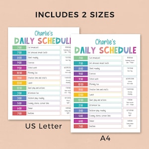 Rainbow Editable Chart Bundle for Kids, Daily Schedule + Responsibility ...