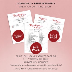 Valentine's Day Printable Game, Match the Love Song Music Activity ...