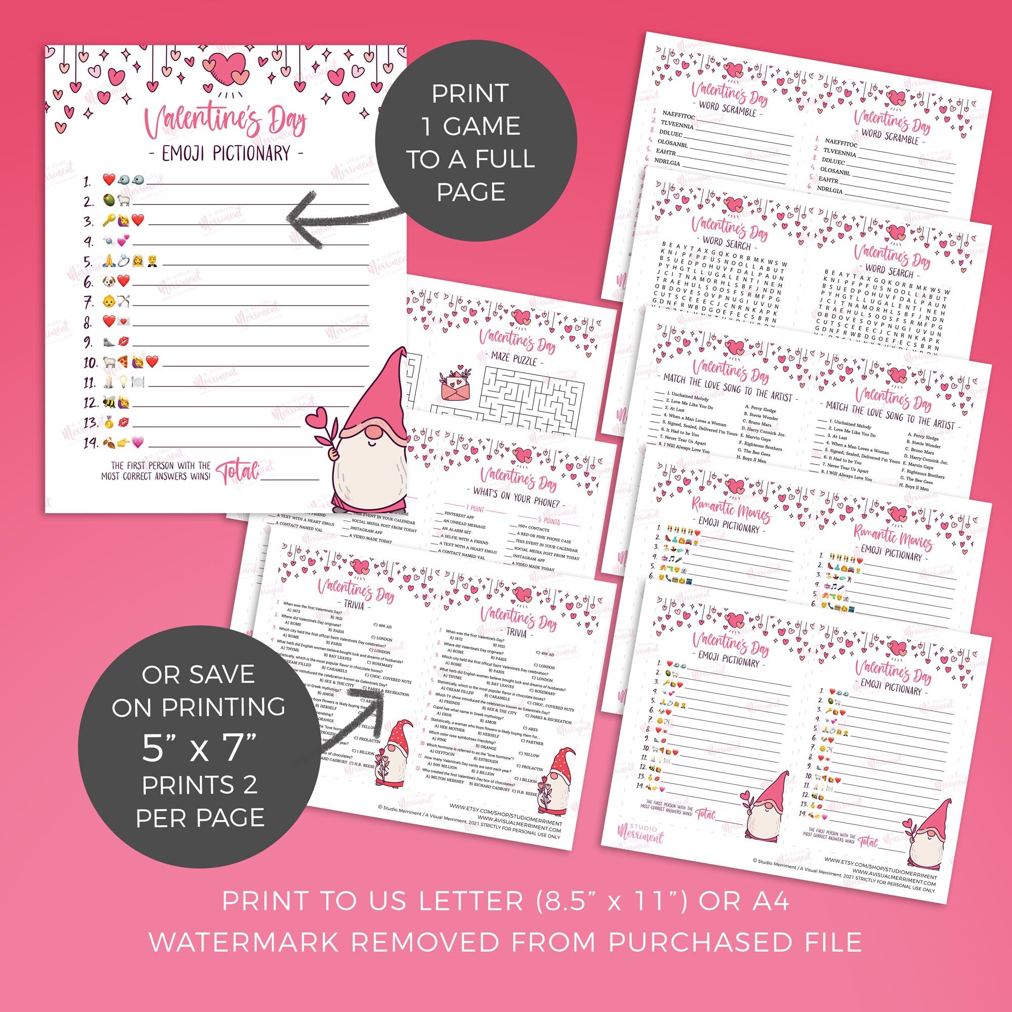 Valentines Day Game Bundle, Printable Love Games, Puzzles | Galentines ...