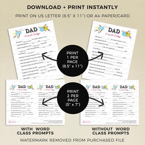 Father's Day Printable Game, Mad Libs Fill in the Blanks Superhero Dad ...