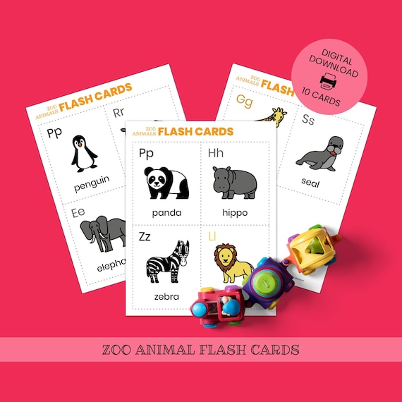 Kids Zoo Animals FLASH CARDS | Montessori Cards | Childrens Digital ...