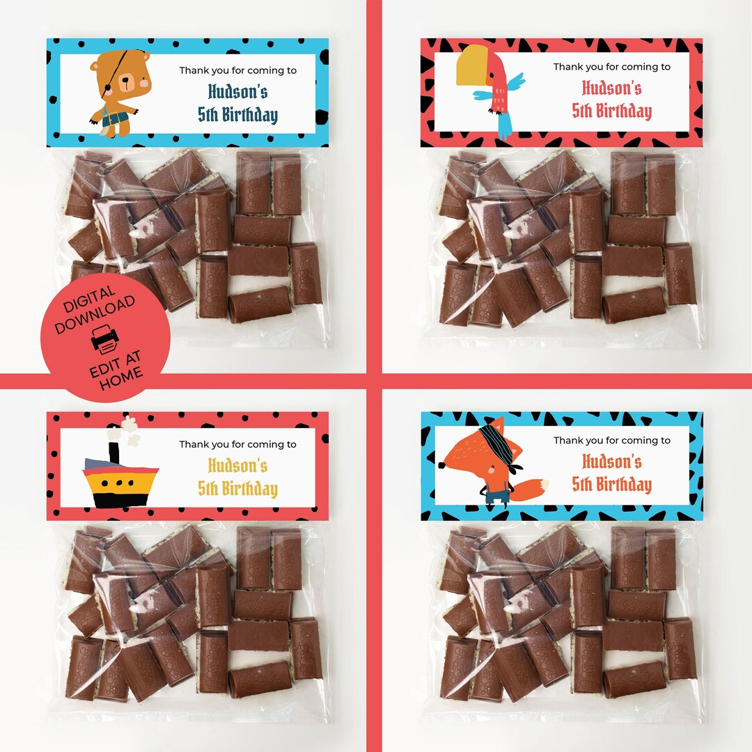 Pirate Treat Bag Toppers, Editable Cards | Pirate Birthday Party ...