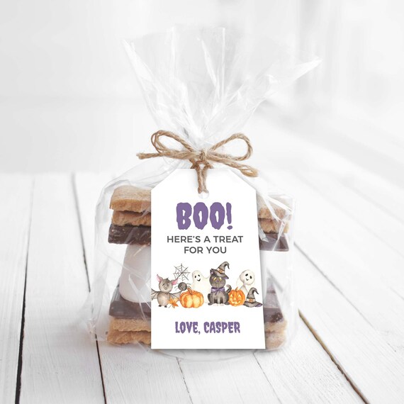 Halloween Favor Tags editable printable | Watercolor Birthday treat tag ...