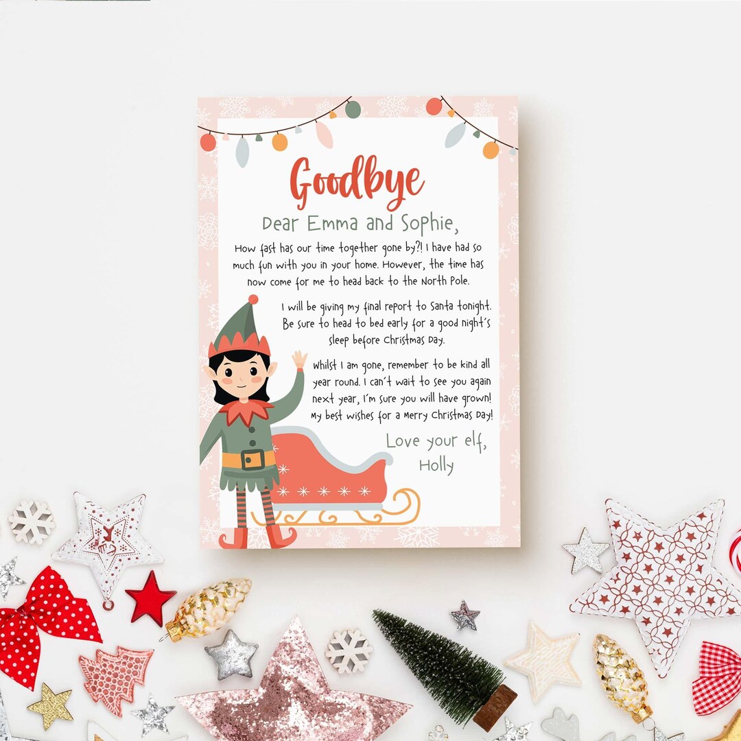 Editable Christmas Elf Goodbye Letter | Xmas Girl Elf Printable ...