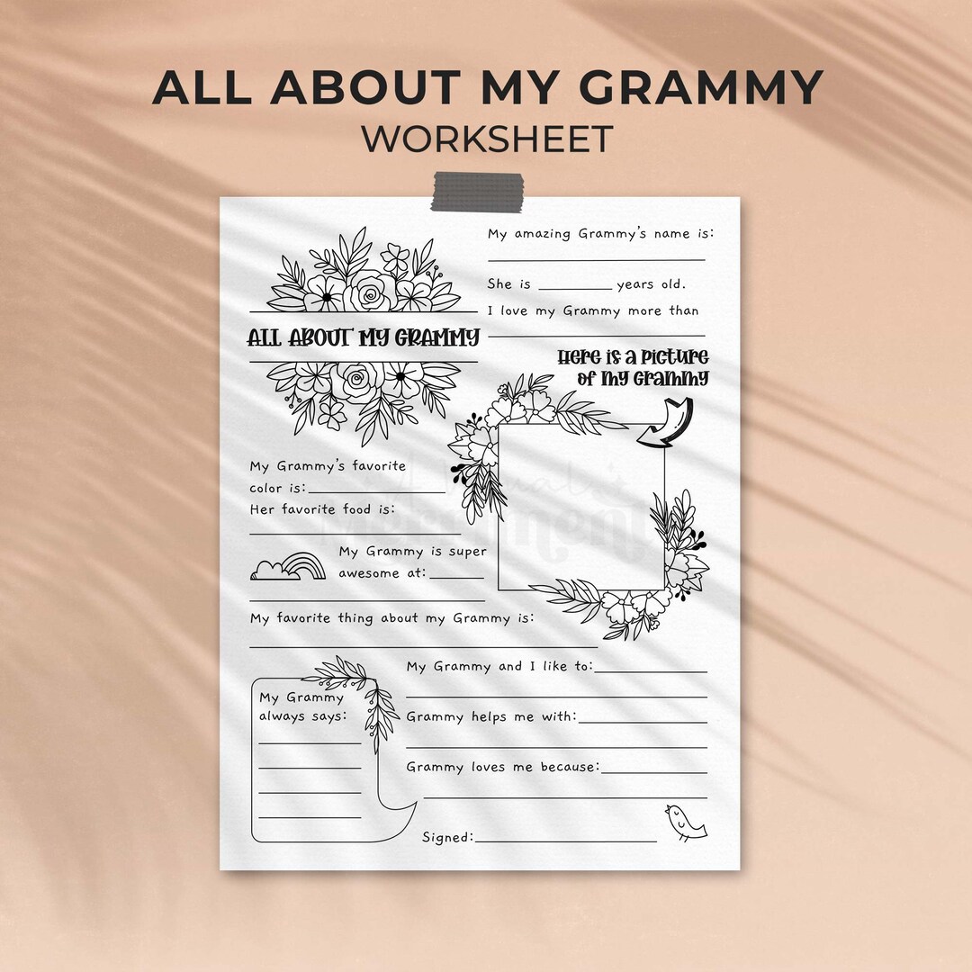 All About Grammy Mother's Day Printable Gift Questionnaire | Fill in ...