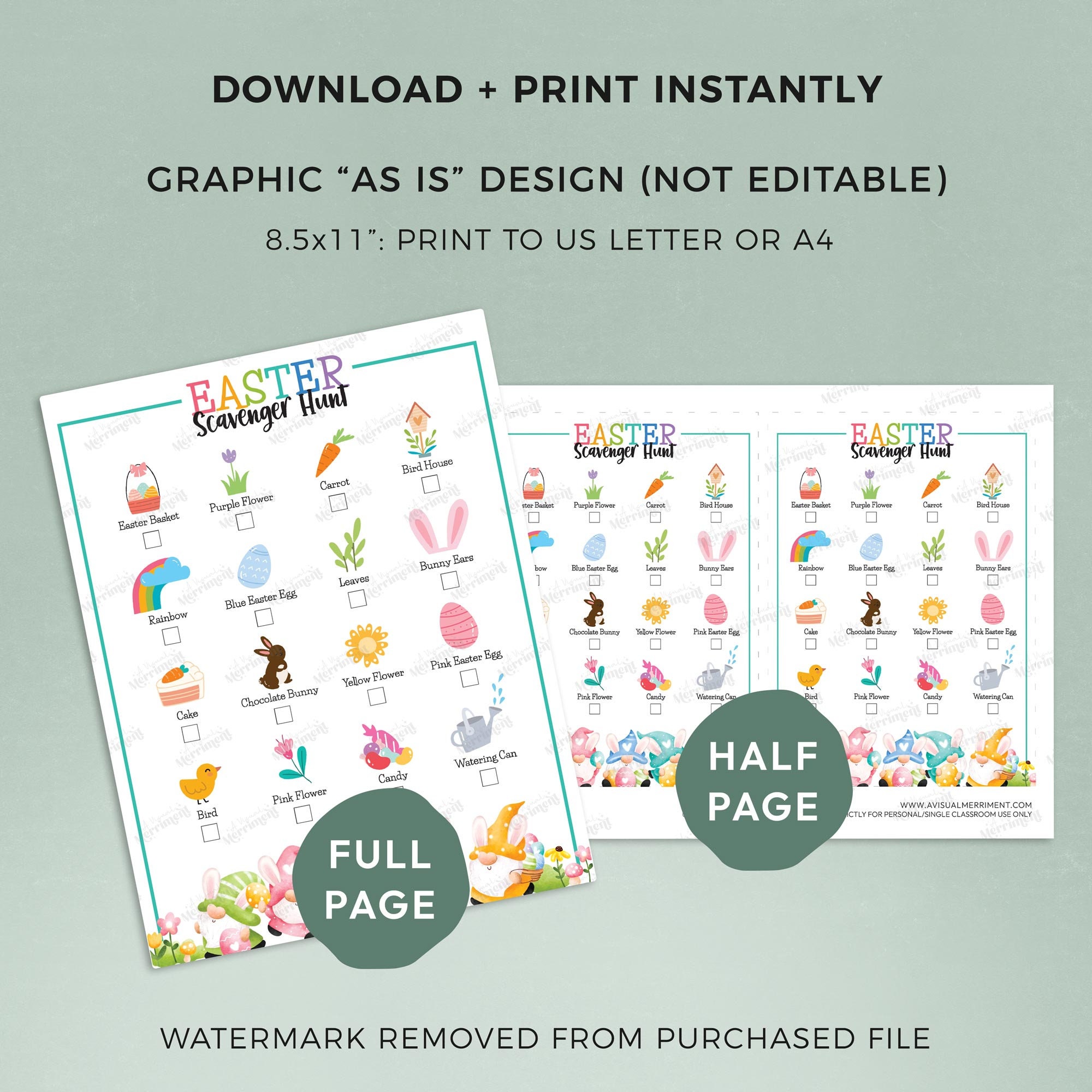 Gnome Easter Scavenger Hunt Printable for Kids, Teens Adults Easter ...