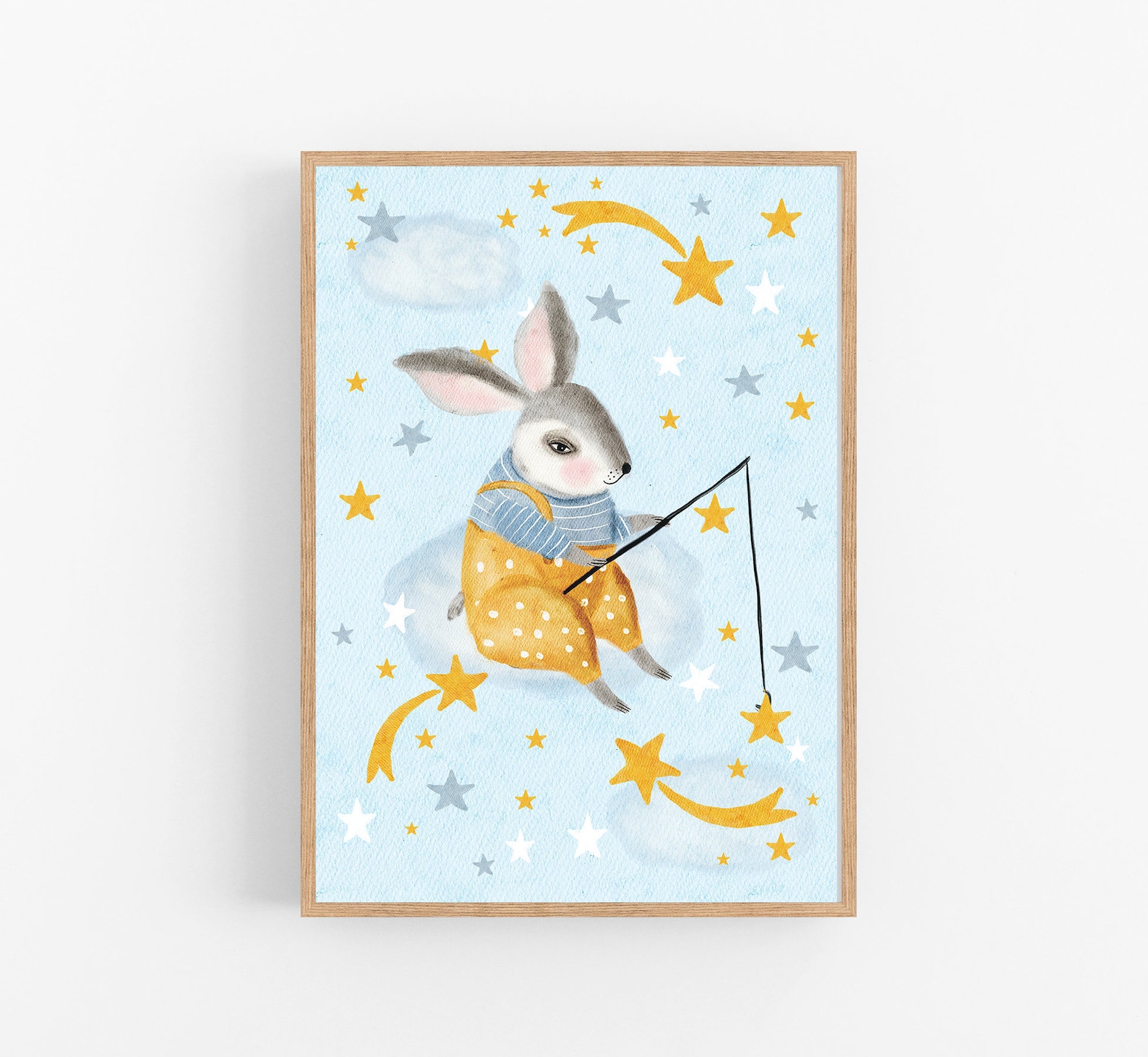 A Set of 3 Printable Digital Illustrations Bunnies Chasing - Etsy