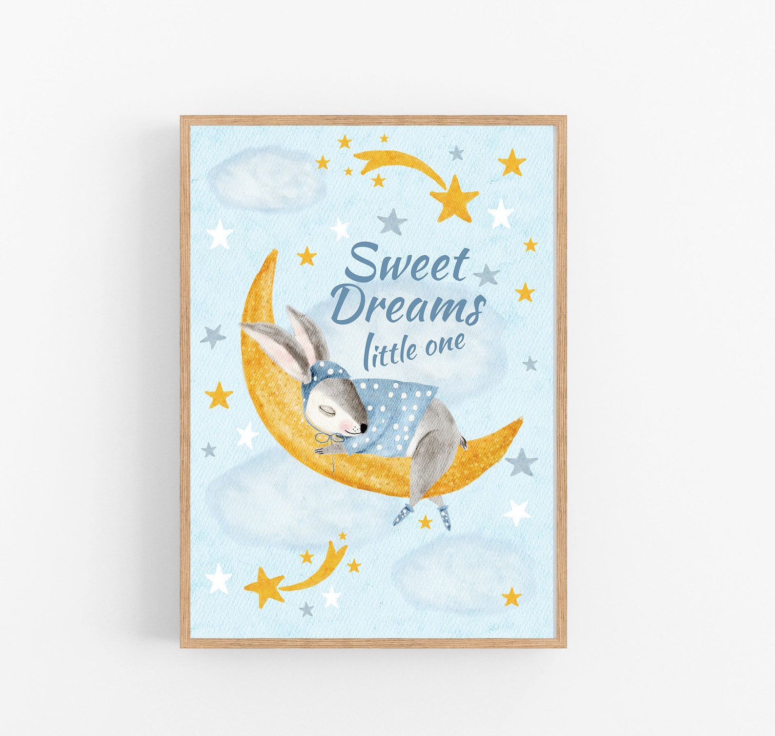 A Set of 3 Printable Digital Illustrations Bunnies Chasing - Etsy