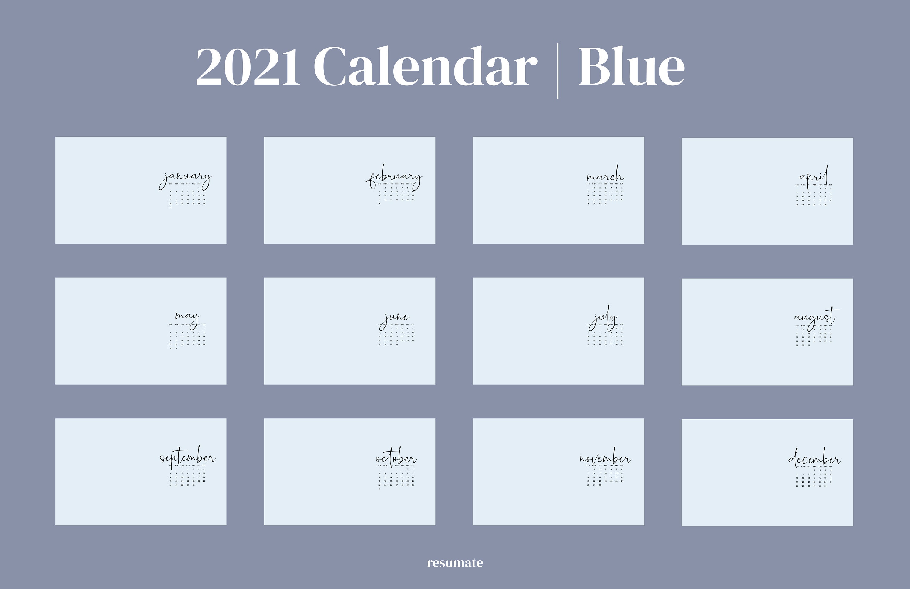 2021 Minimalistic Desktop Wallpaper Organized Calendar 4 Different ...