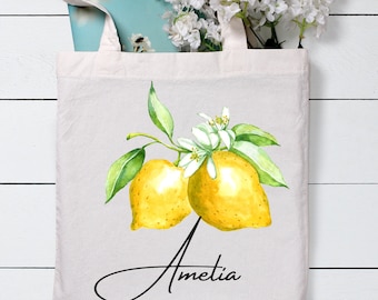 Lemon Print Tote Bag | Etsy