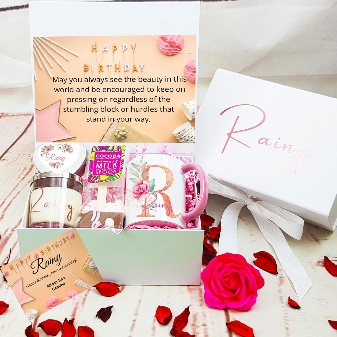 Personalised Happy Birthday Gift Box Filled Rose Gold Best - Etsy