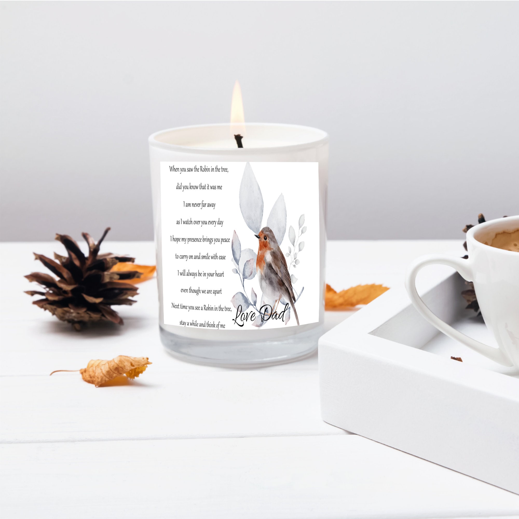 Christmas Day Memorial Candle Robin Poem Loved One Candle - Etsy