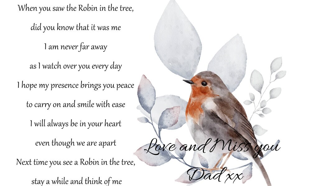Memorial Cushion, Robin Verse, Personalised Remembrance Gift, Memorial ...