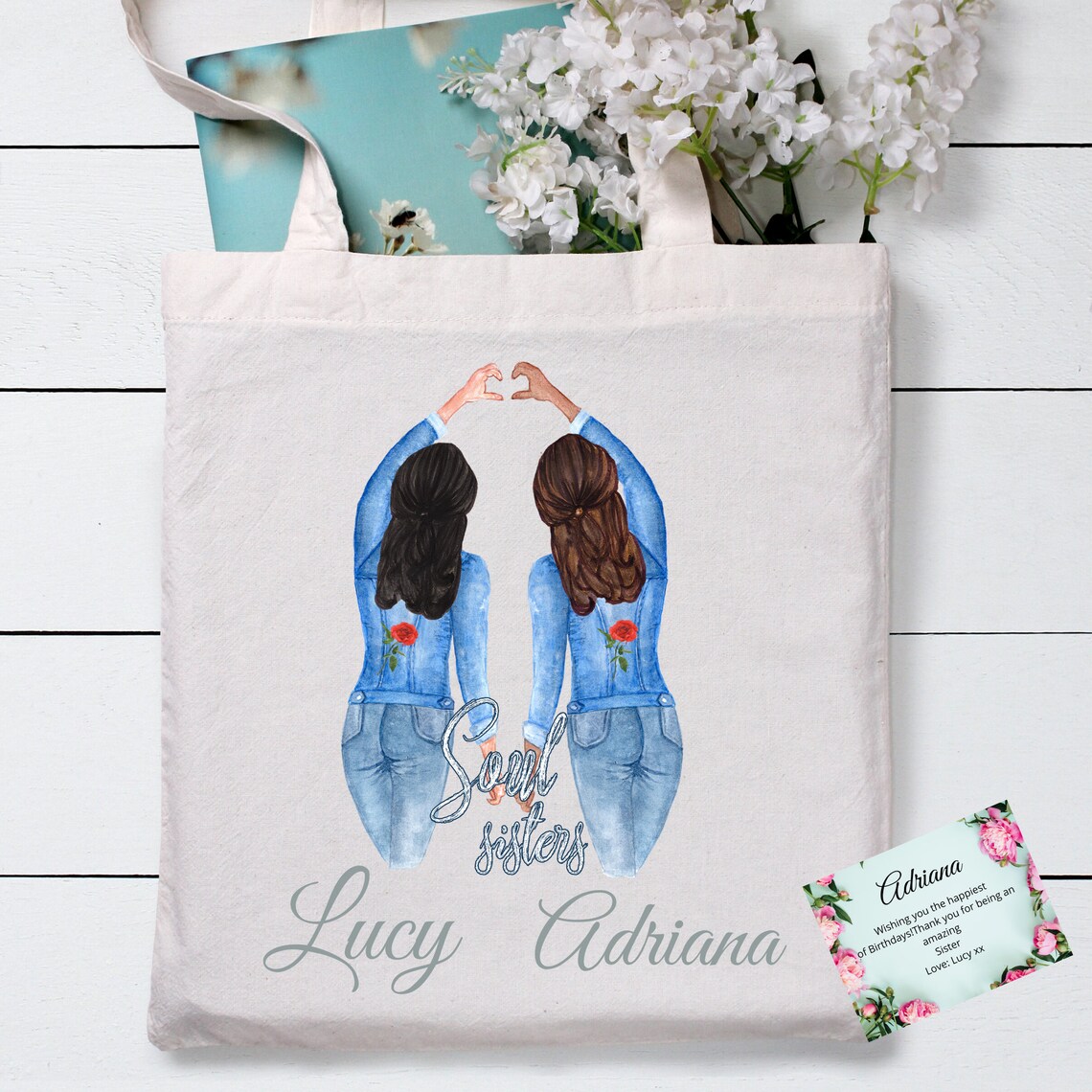 Personalised Sister Tote Bag, Sister Gift Tote, Best Friends Tote Bag ...