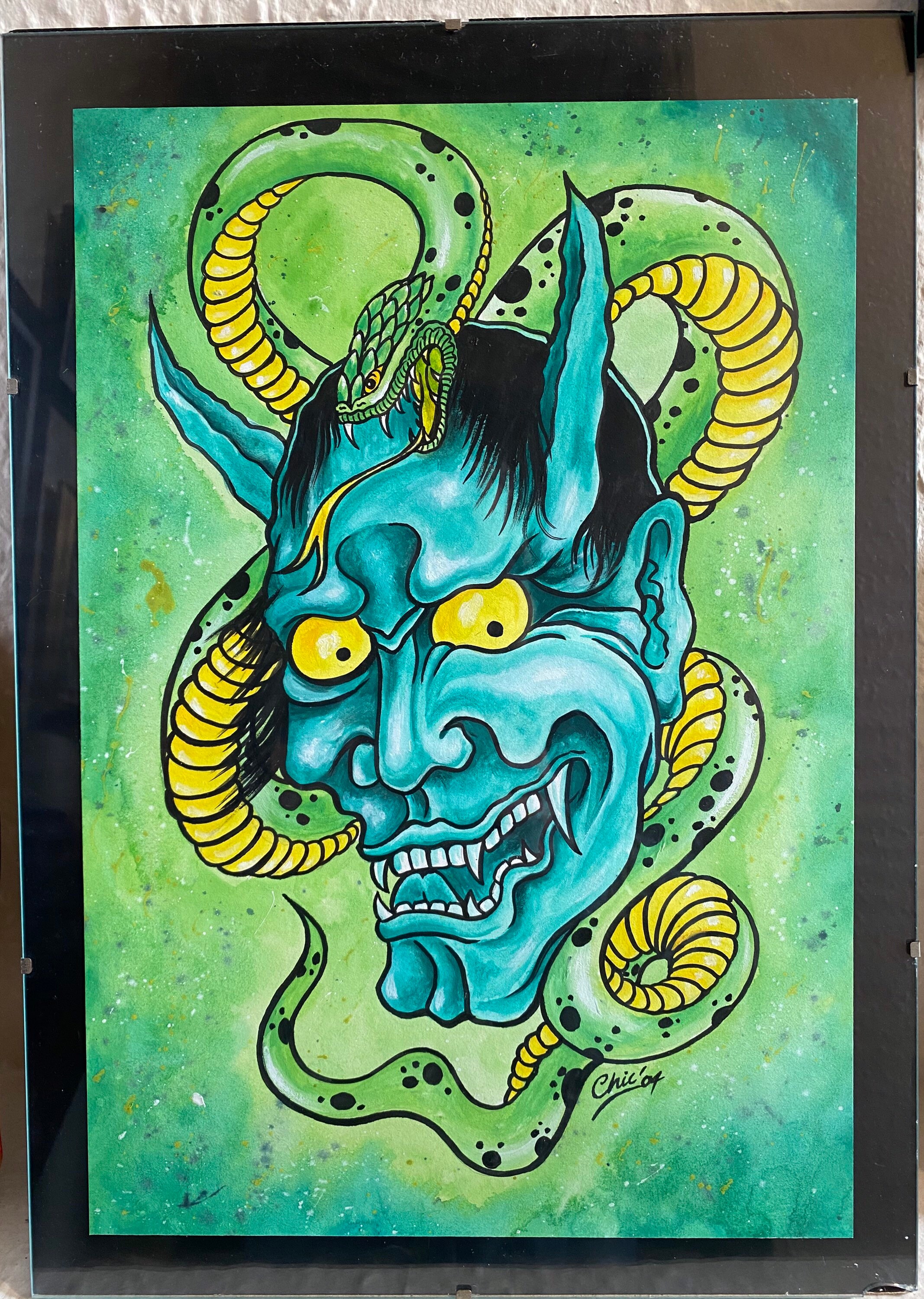 Japanese Hanya Mask With Snake - Etsy