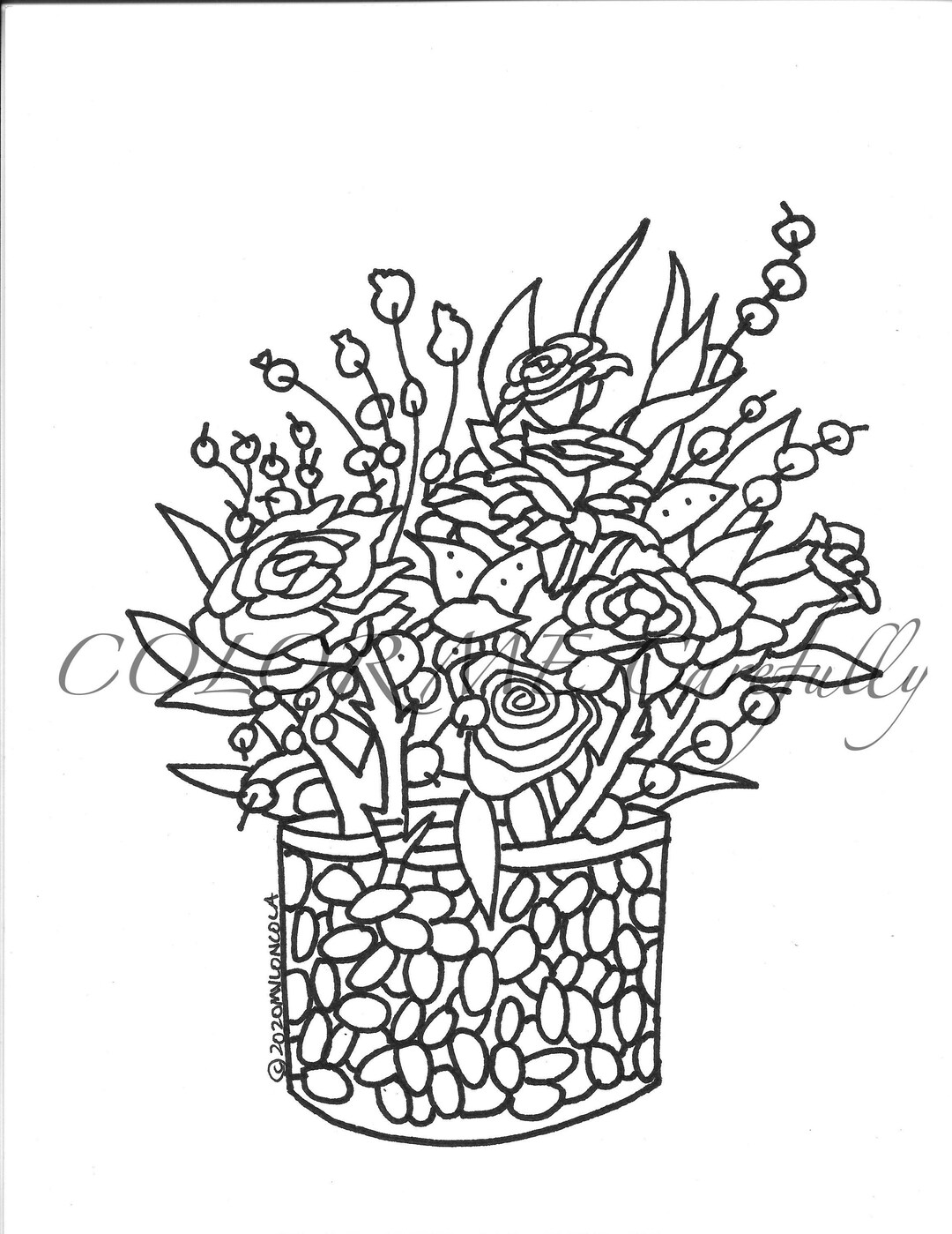 Floral Bouquets 5 Downloadable Coloring Pages - Etsy