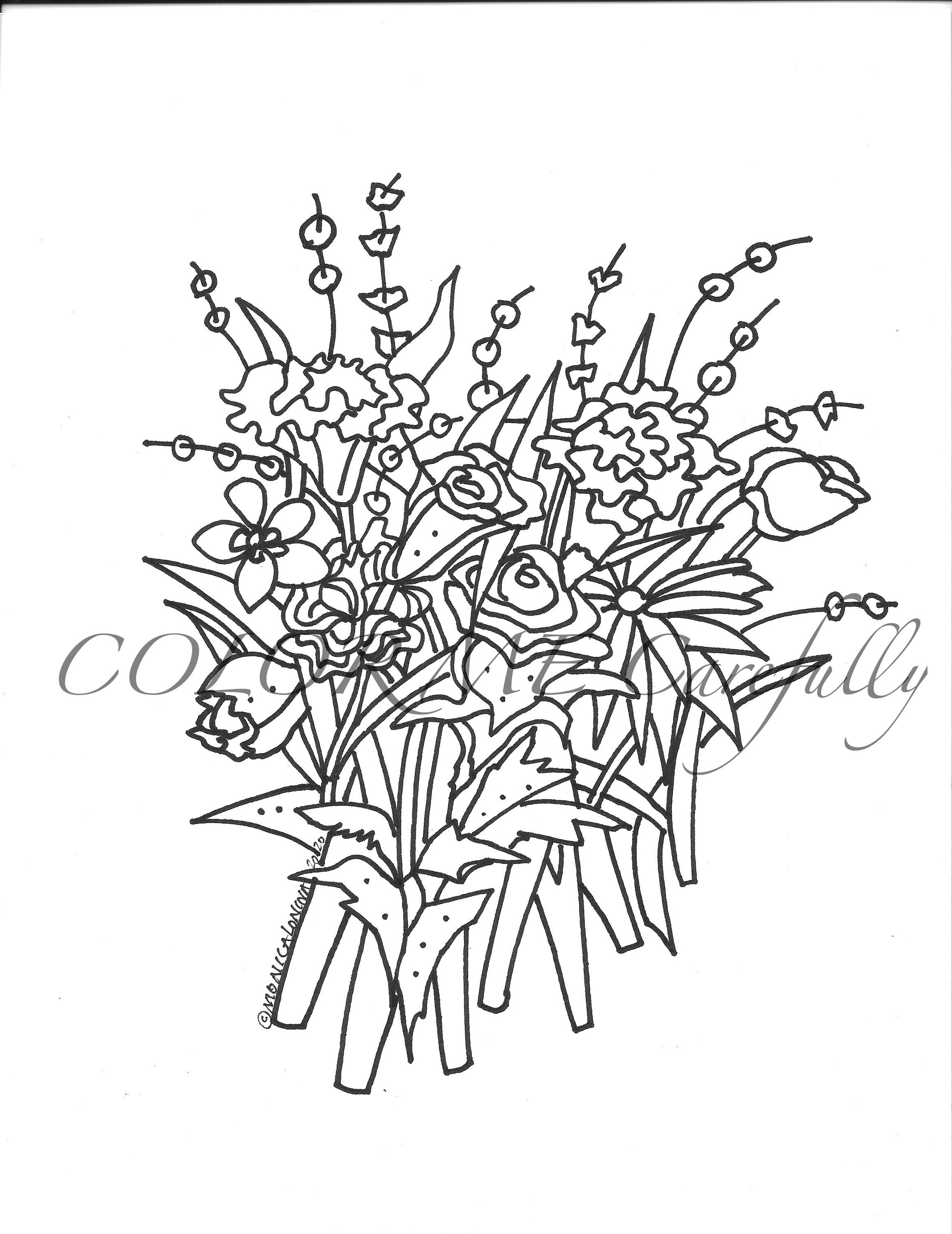 Floral Bouquets 5 Downloadable Coloring Pages - Etsy