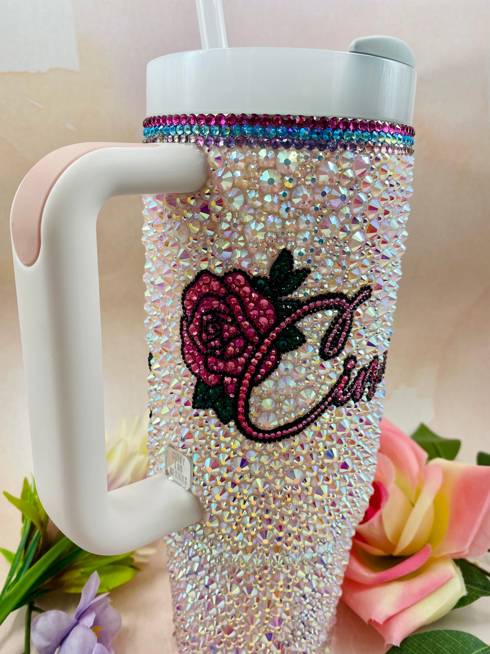 30oz Stanley Flower Crystal Rhinestone Cup - Etsy