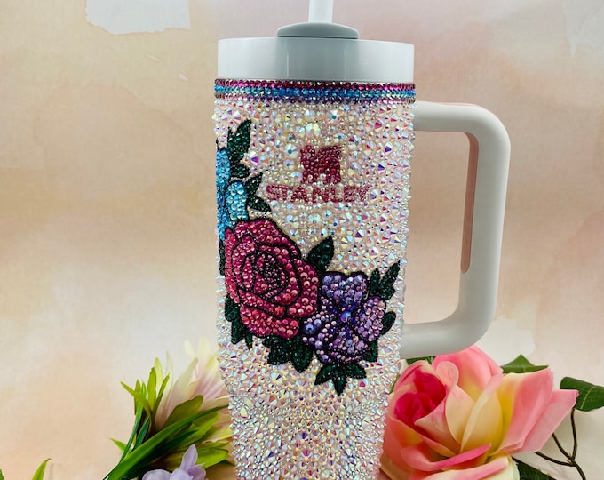 30oz Stanley Flower Crystal Rhinestone Cup - Etsy
