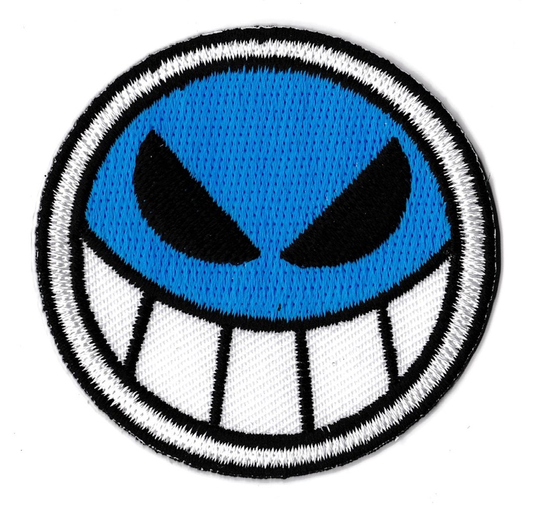 Smiley Emoji Emoticon Patch Smart Blue Happy Iron-on Embroidered Badge ...