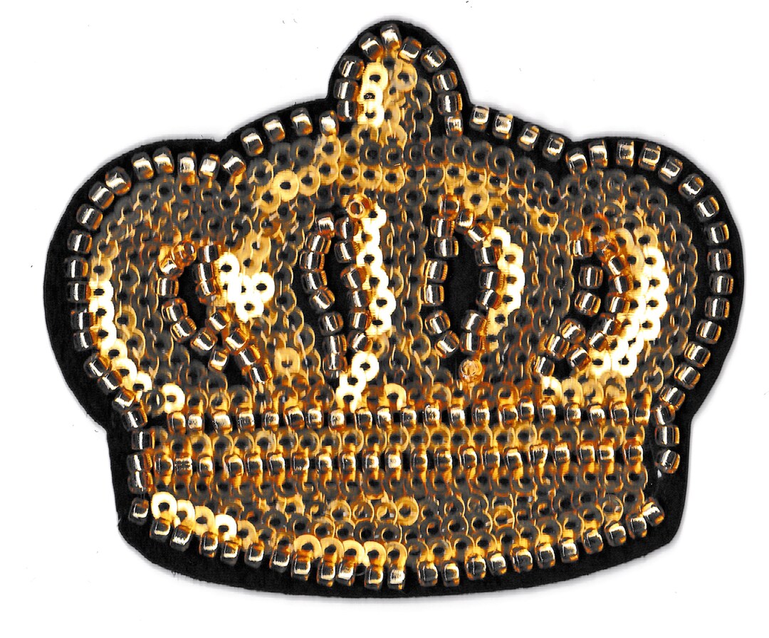 Golden Royal Crown Patch Pearls and Thermo-adhesive Sequins - Etsy