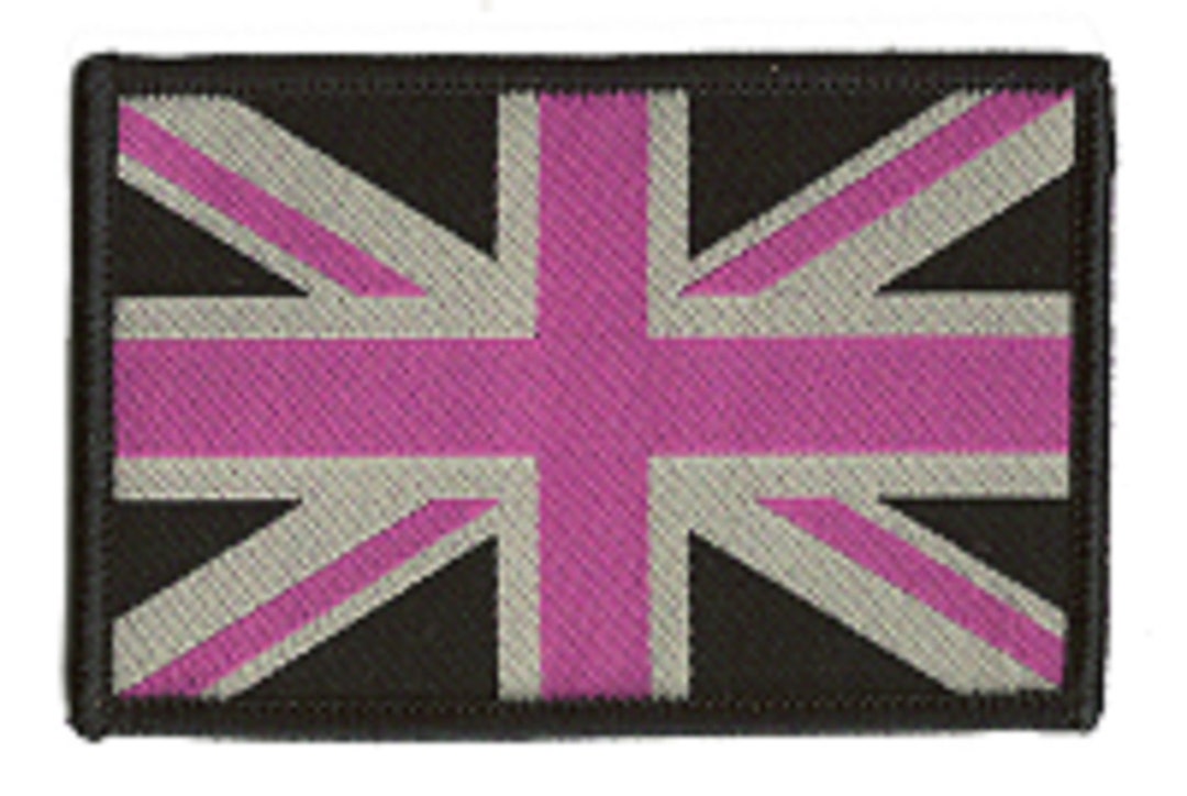 Woven Patch Crest Fancy Union Jack United Kingdom British Flag Pink ...