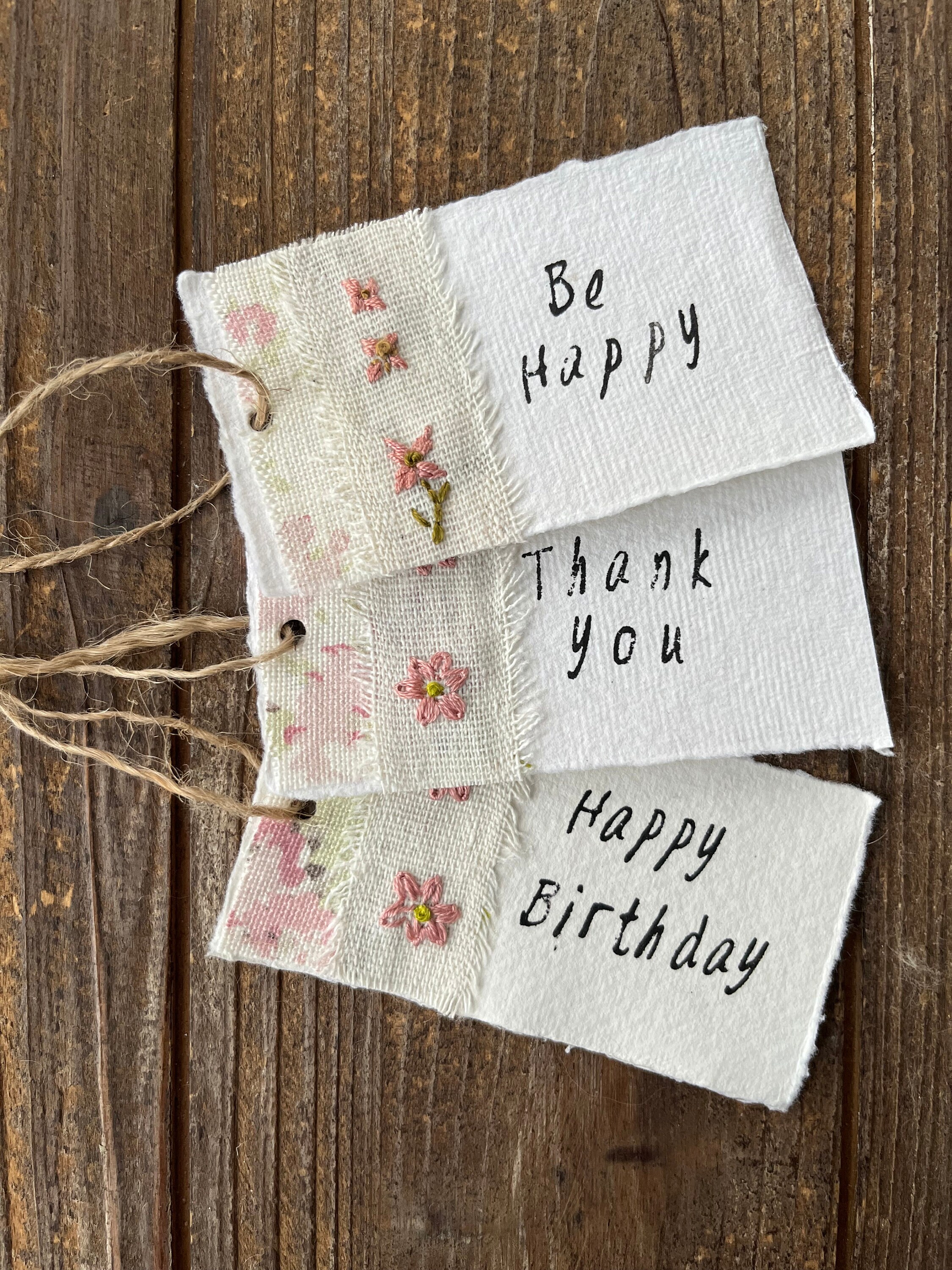 Handmade Gift Tags / Khandi Cotton Rag / Birthday Gifts / Floral Gift ...