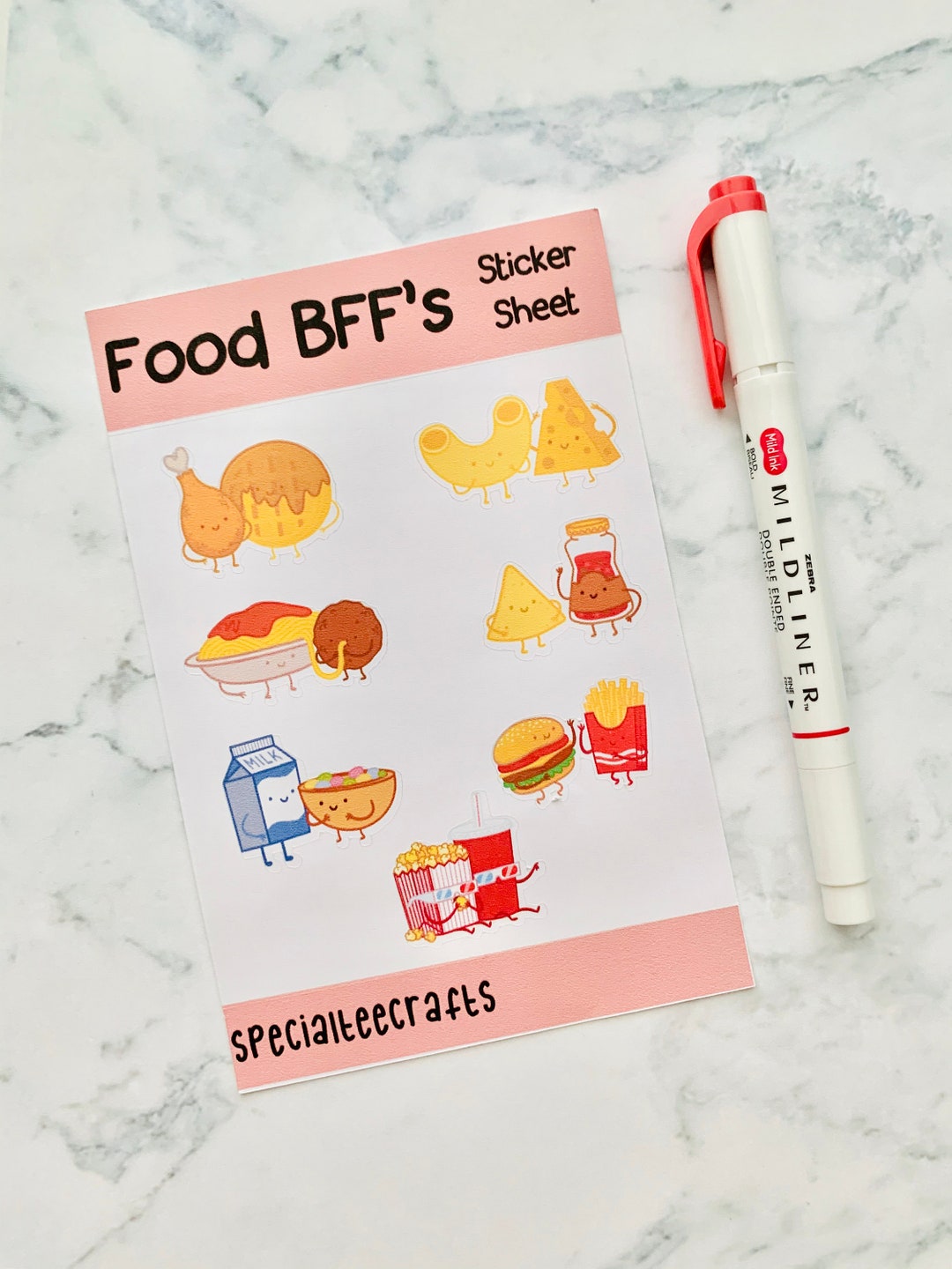 Food Bffs Food Stickers Cute Stickers Kiss Cut Stickers - Etsy UK