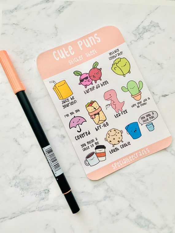 Cute Pun Stickers VERSION 2 Cute Puns Pun Stickers Puns | Etsy