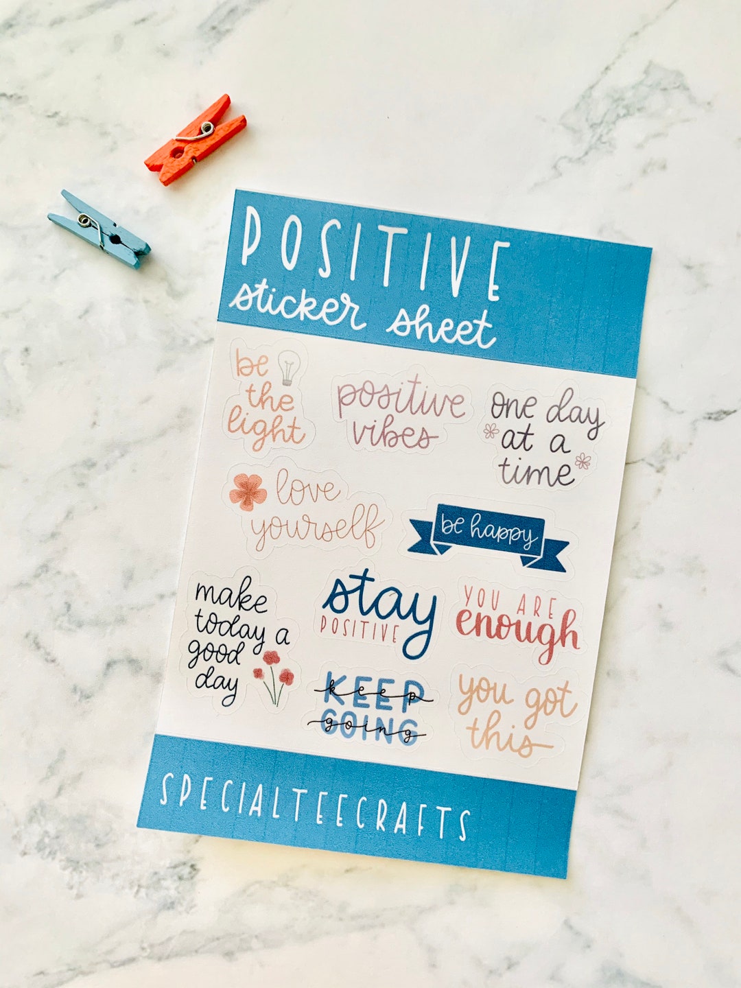 Positive Sticker Sheet - Self Love Sticker Sheet - Self Care ...
