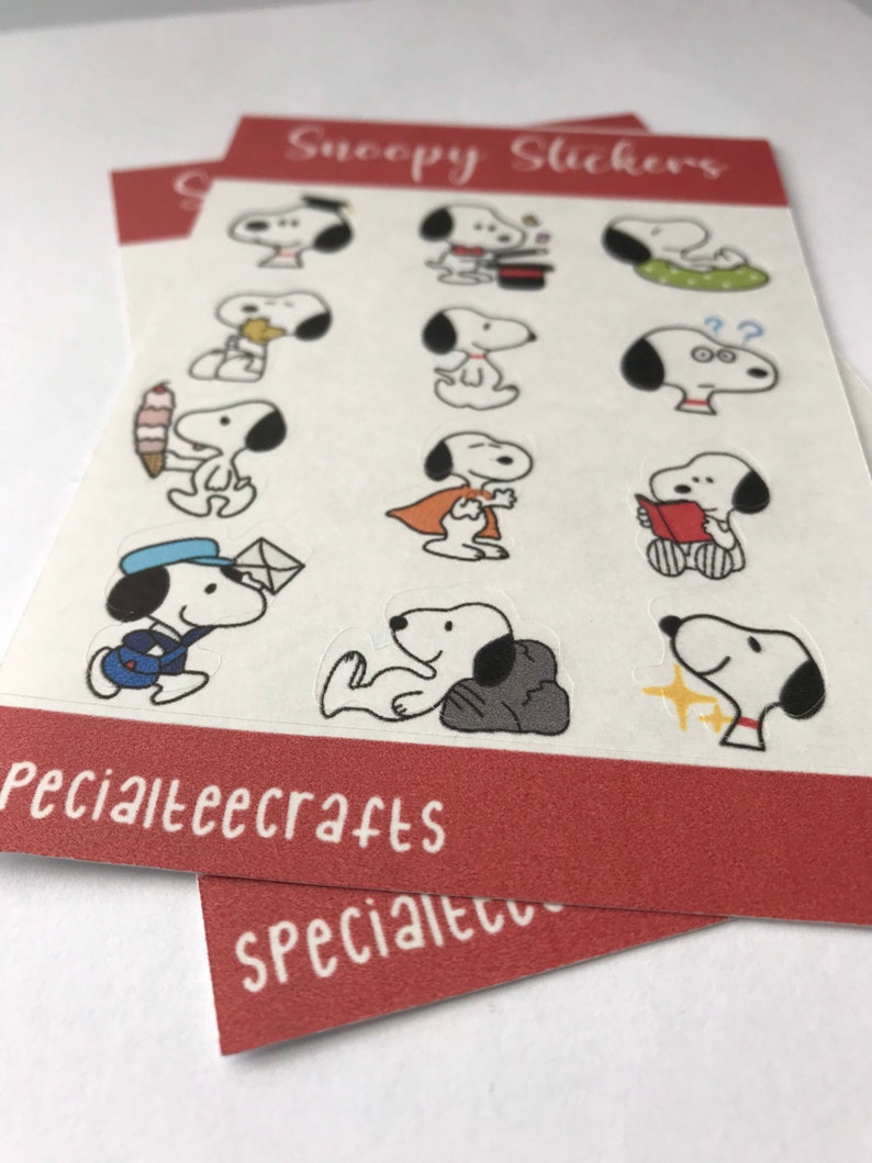 Snoopy Stickers Snoopy Sticker Pack Snoopy Sticker Sheet - Etsy
