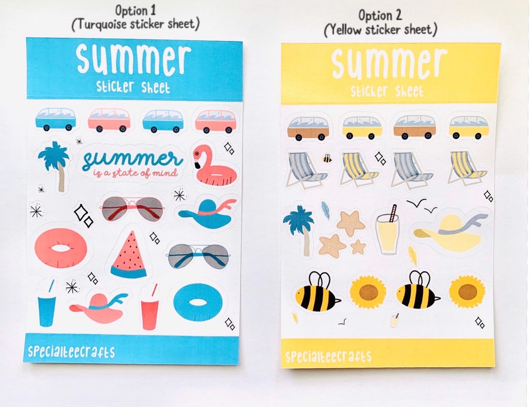 Summer Stickers - Summer Sticker Sheet - Turquoise Sticker Sheet ...