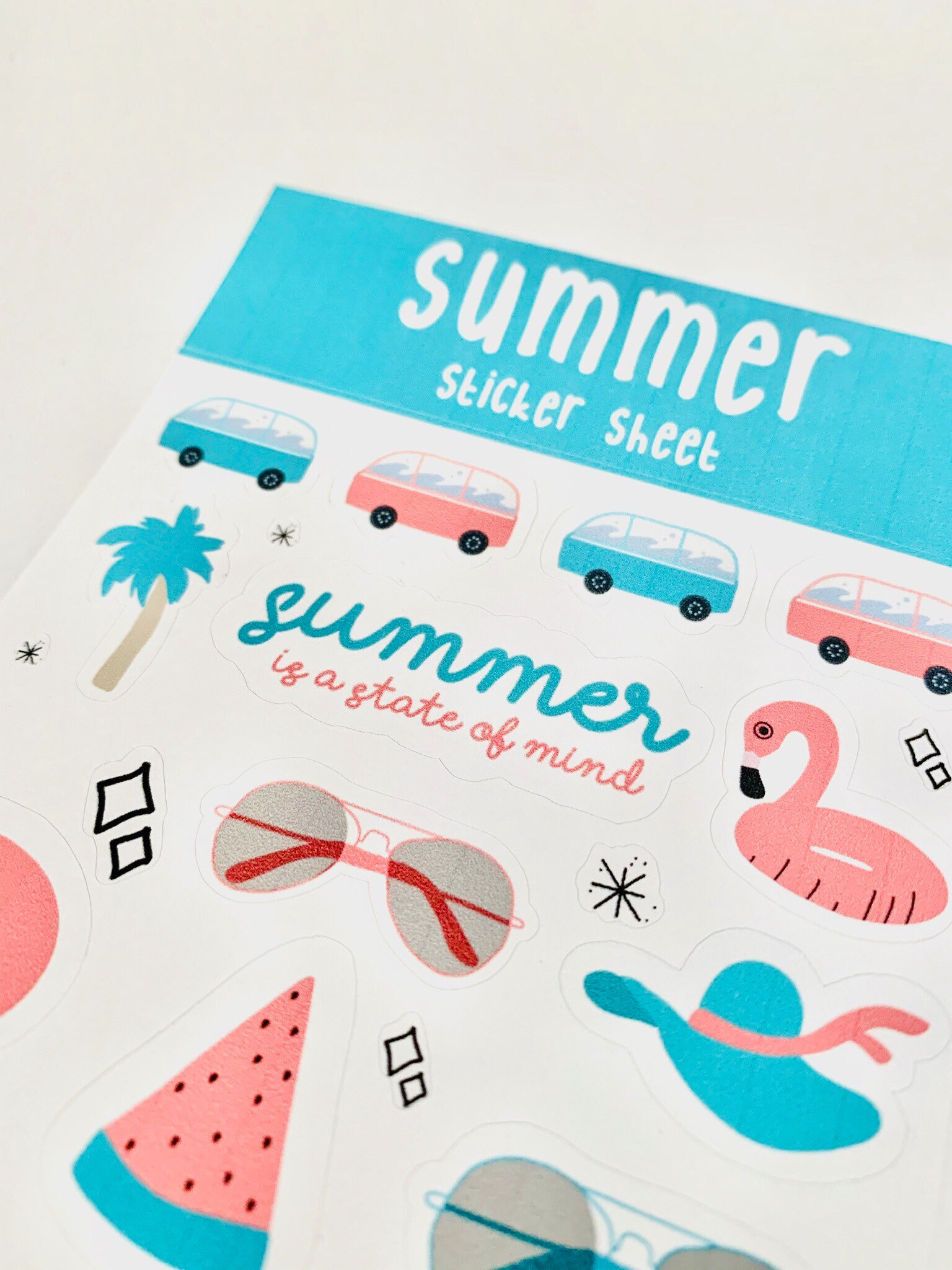 Summer Stickers Summer Sticker Sheet Turquoise Sticker - Etsy