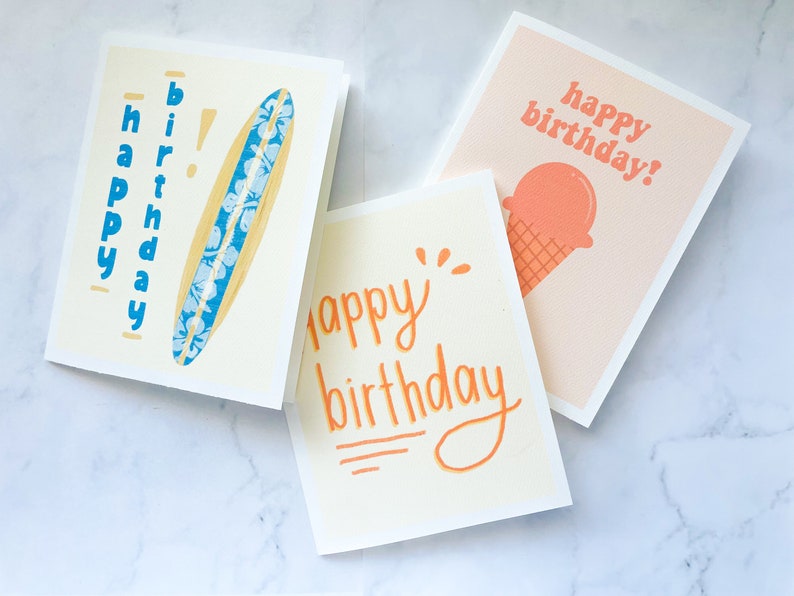 Happy Birthday Card Pack - Summer Themed Cards - Birthday Greeting ...