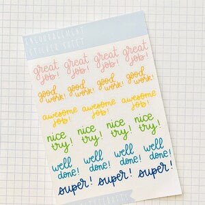 Encouraging Stickers - Motivational Stickers - Teacher Stickers - Cute ...
