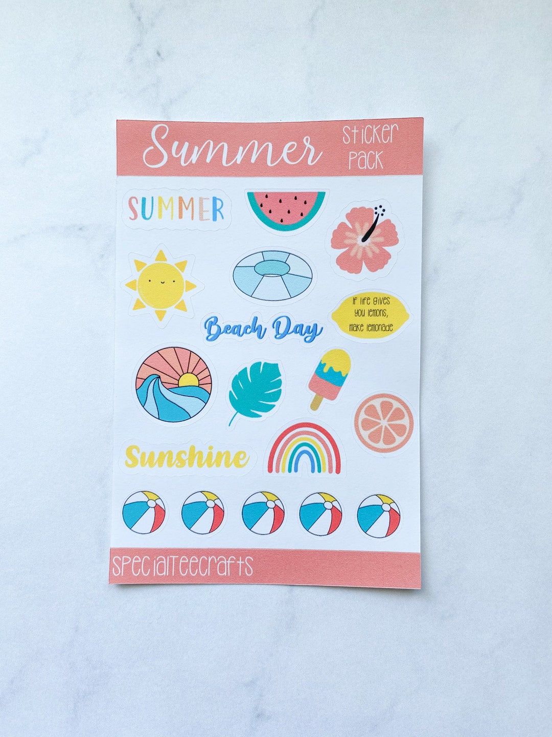 Summer Stickers - Summer Sticker Pack - Cute Summer Sticker Set - Etsy