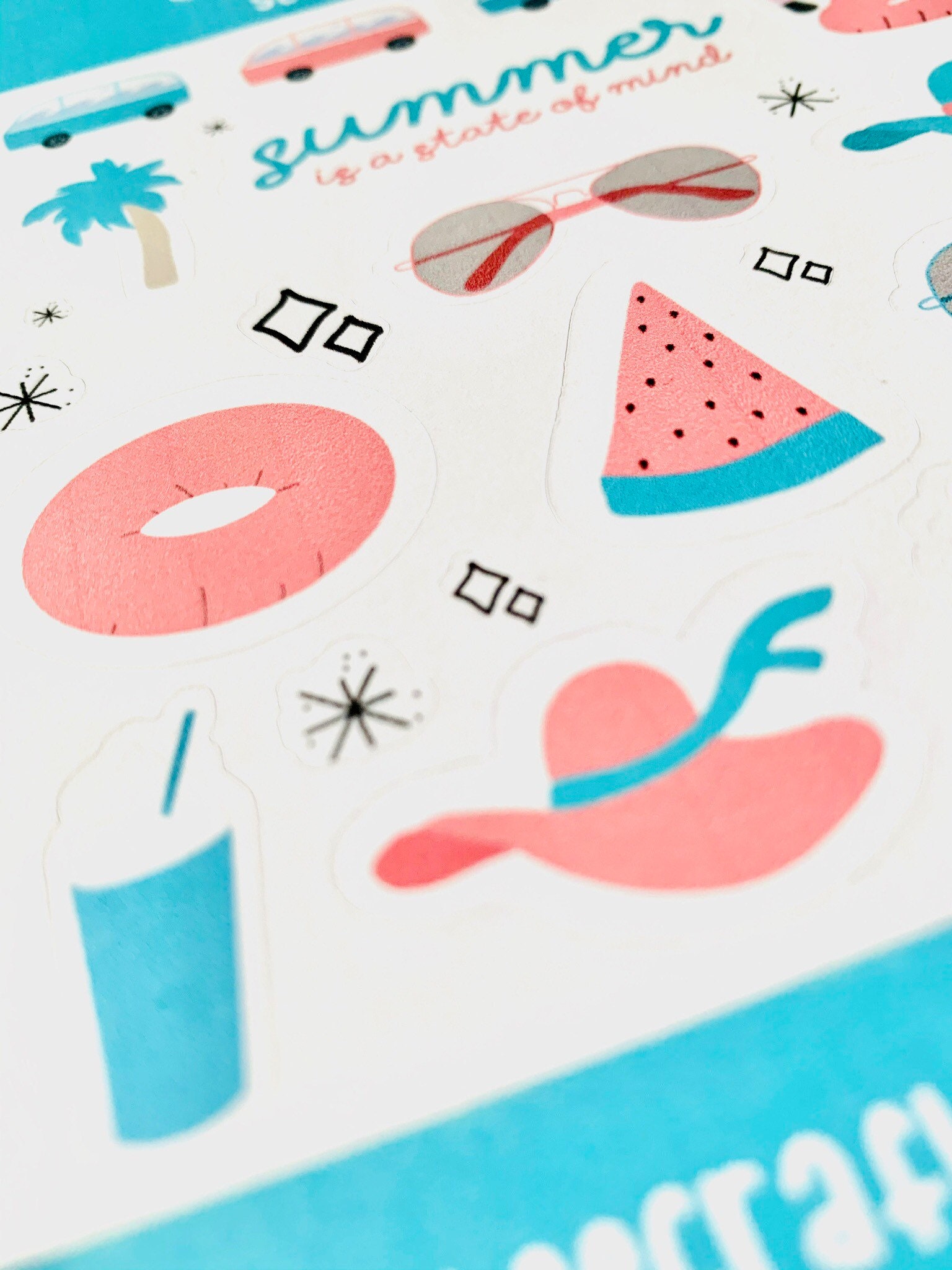 Summer Stickers Summer Sticker Sheet Turquoise Sticker - Etsy