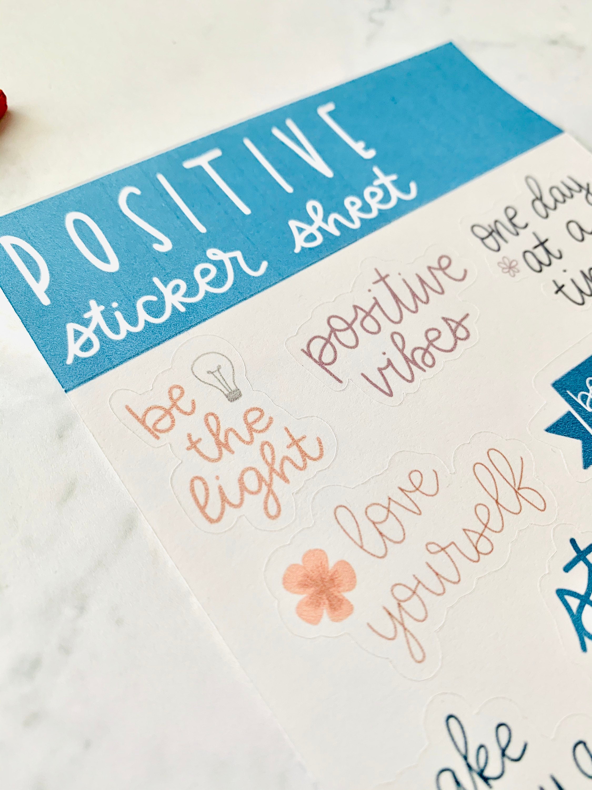 Positive Sticker Sheet Self Love Sticker Sheet Self Care Encouragement ...