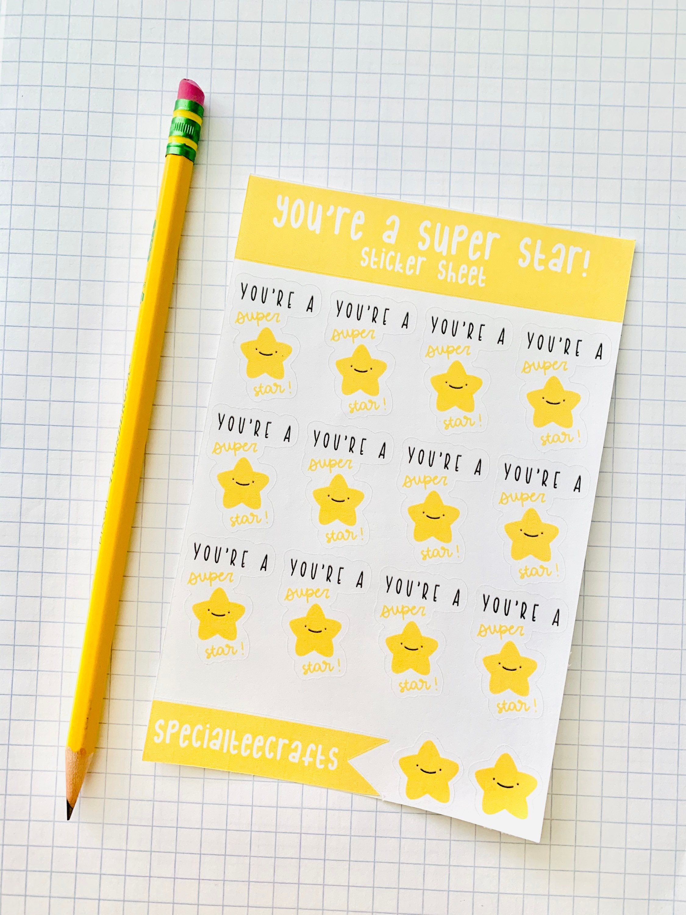 You’re a Super Star Sticker Sheet - Cute Stickers - Teacher Stickers ...