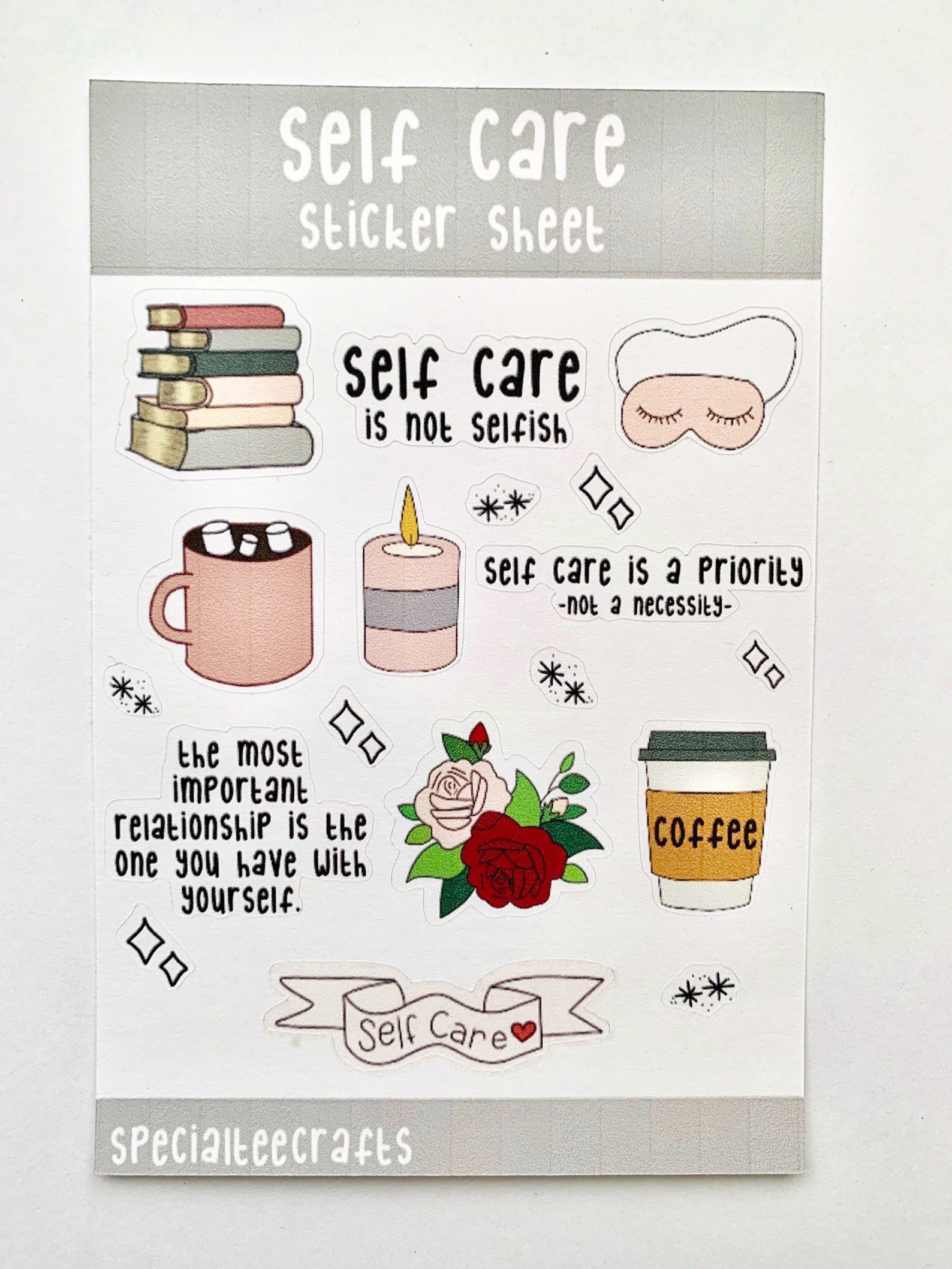 Self Care Stickers Self Care Sticker Sheet Sticker Sheet | Etsy