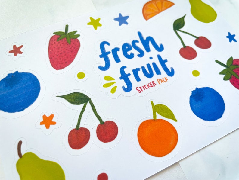 Fresh Fruit Sticker Sheet - Cute Sticker Pack - Fruit Stickers ...