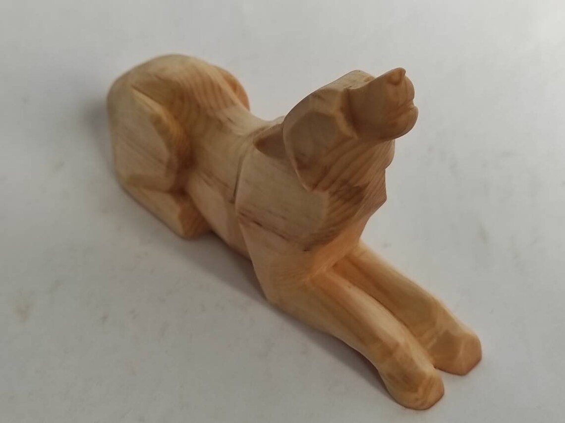 Hand Carved Lying Down Wolf | Etsy