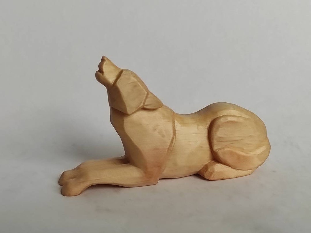 Hand Carved Lying Down Wolf - Etsy
