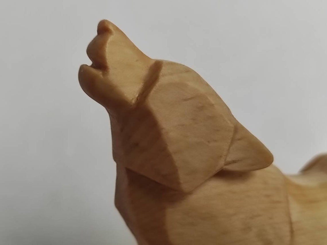 Hand Carved Lying Down Wolf | Etsy