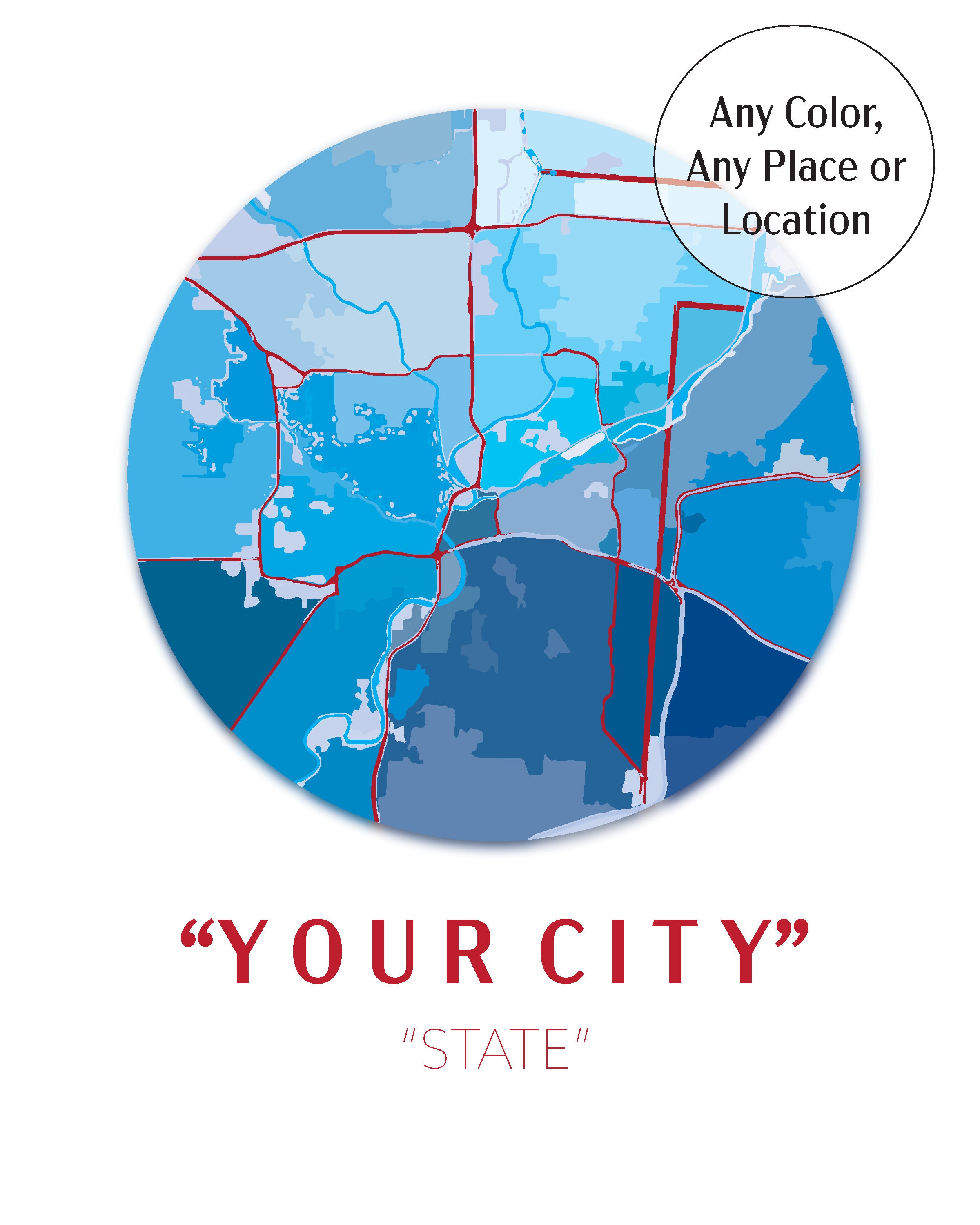 Custom Color City Map Print | Etsy