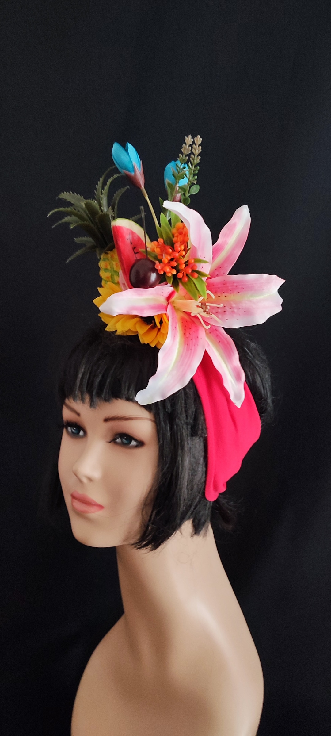 Hot Pink Carmen Miranda Fruit Headband Tropical Fruits Headpiece Carmen ...