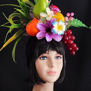 Black Carmen Miranda Fruit Hat Tropical Fruits Turban Tutti Frutty Hat ...