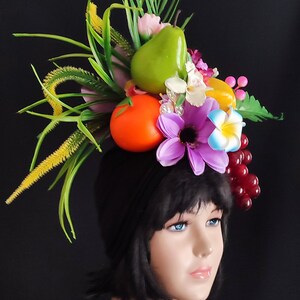 Black Carmen Miranda Fruit Hat Tropical Fruits Turban Tutti Frutty Hat ...